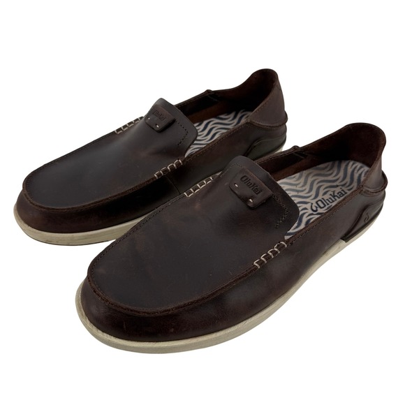 OluKai | Shoes | Olukai Kakaha Leather Slipon Loafer Shoe Dark Java ...
